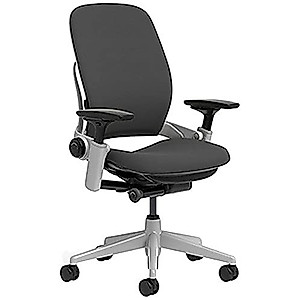 Steelcase Leap Chair with Platinum Base & Hard Floor Caster, Black 21.75D x 27W x 38.5H Inch