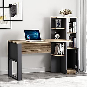 HOMIDEA Tody Desk – Computer & Writing Desk – Work Station - Storage Space with Door and Shelves in a Modern Design for Home Office (Antrachite/Briarsmoke)
