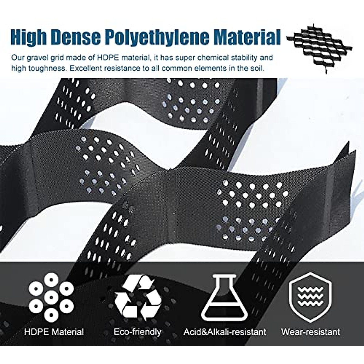 ZIMGOD Pea Gravel Grid Paving Stabilizer, Geocell Ground Grid 2" Depth, Polyethylene Geo Grid Pavers, for Garden Pathway Driveways Subgrade Work (Size : 3m x 4m (10ft x 13ft))