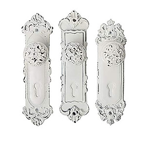 Vintage Door Knobs Hooks – Set of 3 Chic French County Door Knobs Hooks – Hand Painted Antique Hooks Decor