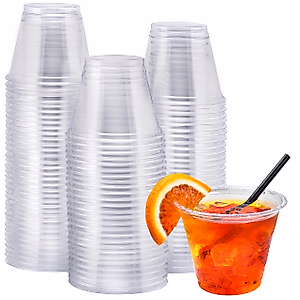 NYHI 100-Pack 9 oz Plastic Clear Cups | Value Pack Of Disposable Party Cup Tumblers | Use These Clear Cocktail Cups for Drinks , Wine, Punch, Champagne & More | Essential Party Supplies