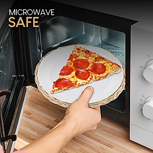 Stock Your Home 10-Inch Bamboo Paper Plate Holder (4 Count) - Heavy Duty Wicker Reusable Natural Charger Plates