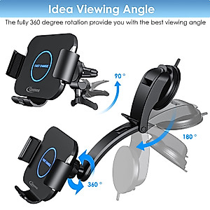 Qoosea Dual Coils Fast Wireless Car Charger for Z Fold 5/4/3 Car Mount 15W Smart Qi Car Holder for Air Vent Dashboard for Samsung Galaxy Z Fold 5/4/3/2 for Galaxy Z Fold