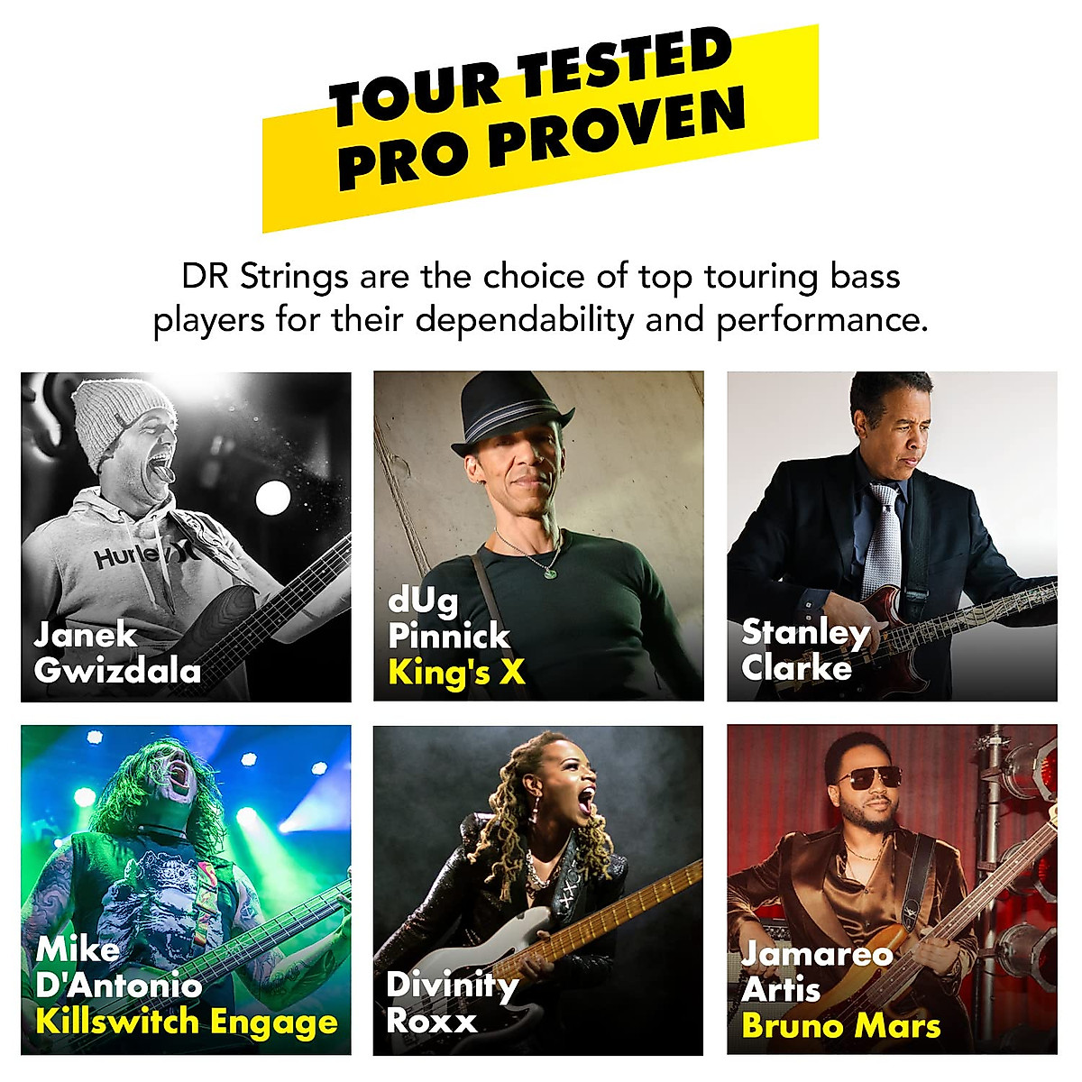 DR Strings HI-BEAMS - Stainless Steel 5-String Bass Guitar Strings, 45-125, Round Core