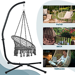 BPS Hammock Steel Stand Only C-Stand for Hanging Hammock Chairs - 300 Pound Capacity