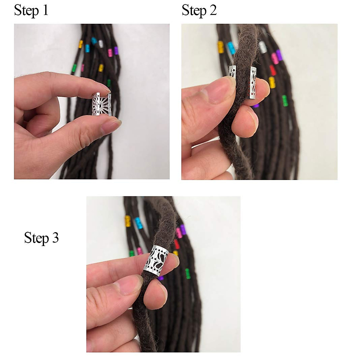 Messen 170 Pieces Dreadlocks Beads Multicolor Aluminum Dread Locks Metal Cuffs Hair Decoration Braiding Hair Jewelry (Not Break Easily)