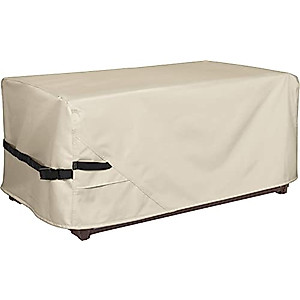 Porch Shield Patio Deck Box Storage Cover - Outdoor Waterproof 600D Rectangular Fire Pit Table Covers 56 x 26 inch, Beige