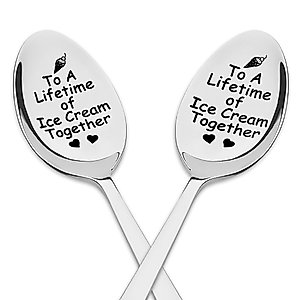Wedding Engagement Gifts for Girlfriend Boyfriend Ice Cream Spoons Gift for Husband Wife Birthday Gift for Couples Anniversary Valentines Day Gifts for Ice Cream Lovers Gifts for Him Her