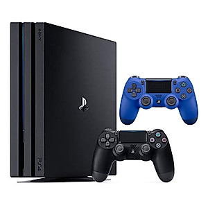 Sony PlayStation 4 Pro 1TB Two Controller Bundle: PlayStation 4 1TB Pro Console Jet Black, 2 DUALSHOCK 4 Wireless Controllers (Renewed)