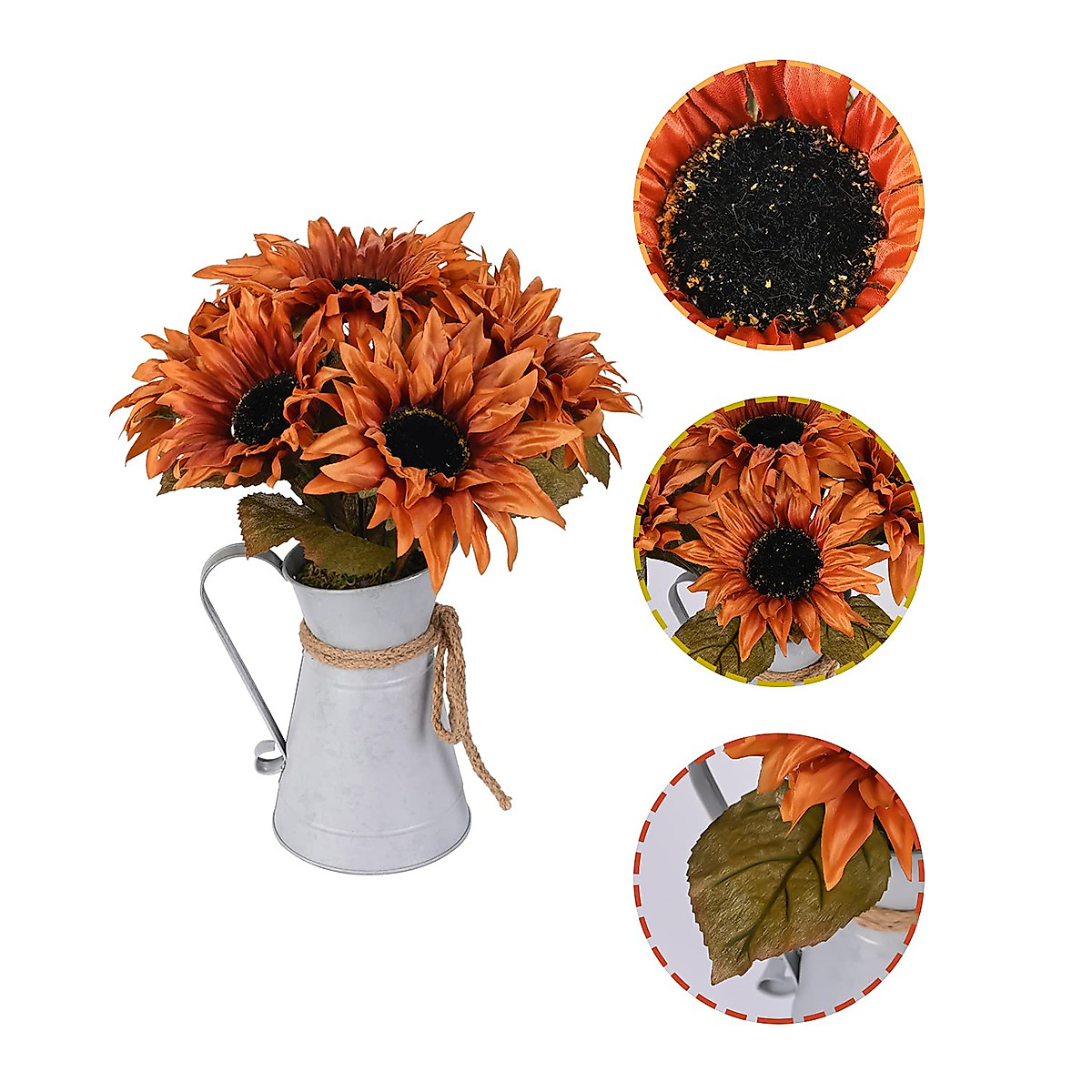 DDHS Artificial flower Centerpieces,15inch Fake Sunflower Potted Plants for Home Kitchen Office centerpiece, Fake Flower centerpiece Coffee Table with Metal Pots, Thanksgiving Table Centerpieces Decor