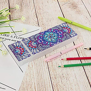 2 Grid Clear Plastic Jewellery Box Storage Organizer, DIY Diamond Painting Kits, Mandala Lid Craft Storage Boxes Pencil Cases with Compartments (K)