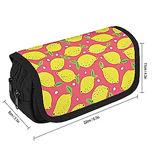 Lemons Pencil Case with Two Large Compartments Pocket Big Capacity Storage Pouch Pencil Bag for School Teen Adult