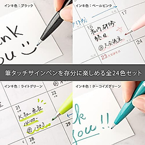 Pentel SES15C-24ST Brush Touch Sign Pen, Set of 24 Colors