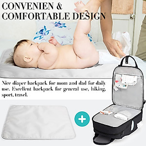 Backpack Diaper Bags For Toddler Boy Girl Baby Bags For Newborn Unisex Dad Mom With Changing Pad, Bottle Insulation Bags And Stroller Straps (Black)