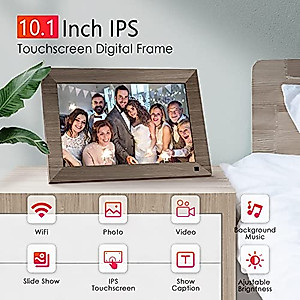 10.1 WiFi Digital Photo Frame, Canupdog IPS Touch Screen Smart Cloud Photo Frame with 16GB Storage, Wall Mountable, Auto-Rotate, Motion Sensor, Share Photos via Frameo App