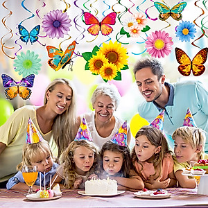 30 Pcs Flowers Butterfly Hanging Swirl Decorations, Spring Summer Sunflower Baby Shower Decor for Women Birthday Easter Party Baby Shower Mother's Day Wedding Supplies(Flower and Butterfly)