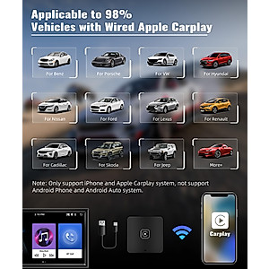 CAMECHO Wireless CarPlay Adapter for All Factory Wired CarPlay, Apple Carplay Wireless Dongle, Carplay Wireless Adapter for iPhone, 5Ghz WiFi, Plug & Play, Auto Connect, Carplay Box