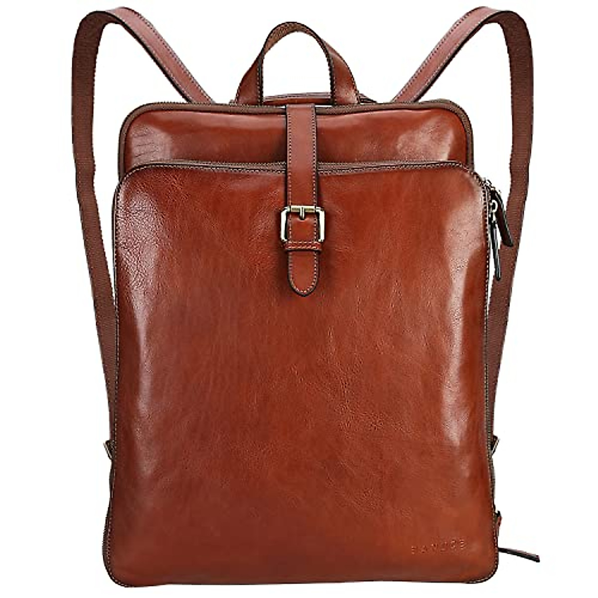 Banuce Full Grain Italian Leather Convertible Backpack Purse for Women Travel Laptop Backpack with luggage strap