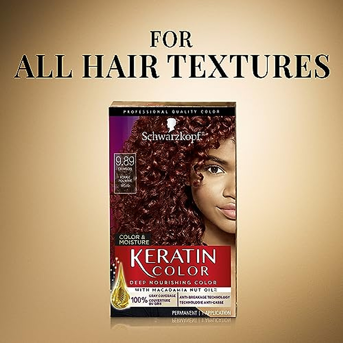 Schwarzkopf Keratin Color, Color & Moisture Permanent Hair Color Cream, 9.89 Crimson