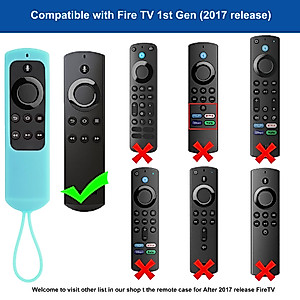 TOKERSE 2 Pack Glow FireStick Remote Cover 1st Gen, Silicone Protective Sleeve Case Cover Compatible with Fire TV (2017 Edition) (2nd Gen) / Fire TV Stick 1st Gen Remote Glow in The Dark - Blue Green