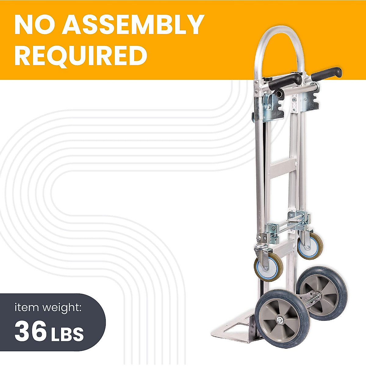 HaulPro Junior Heavy Duty Convertible Hand Truck with Double Grip Handles - Aluminum Dolly Cart for Moving - 1,000 LB Capacity - Converts from Hand Truck to Platform Push Cart - 52" L x 41" W x 44" H