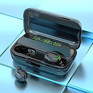 Wireless TWS Earbuds Earphones - Bluetooth 5.1 in-Ear Sports Headphones, IPX5 Waterproof, Finger Control, LED Digital Display Headset with Microphone & Charging Case