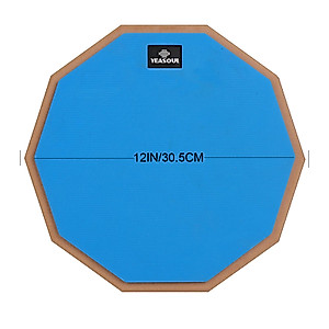 12 inch drum pad,double sided drum pads,snare drum pad with drumsticks and storage bag for drum practice beginner (12'', Blue)