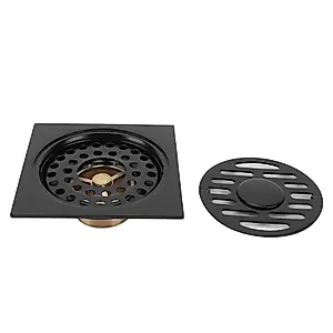 Black Floor Drain Concealed, Bathroom Sink & Bathtub Accessories Drain Strainers Shower Drain Set Square Drain Strainer Part with Removable Cover for Bathroom Kitchen 10x10x0.3cm