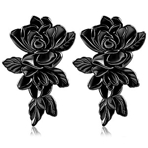 Atomhole 2PCS Flower Ear Weights Hangers 316 Stainless Steel Ear Gauges Hypoallergenic Earrings Stretchers Expanders Tunnels Plugs 0g Piercing Body Jewelry