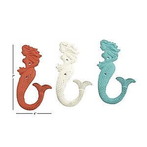 Deco 79 Metal Solid Wall Hook, Set of 3 4"W, 7"H, Multi Colored