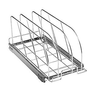 VEVOR Pan and Pot Rack, Expandable Pull Out Under Cabinet Organizer, Cookie Baking Pans tray Organization, Adjustable Wire Dividers, Steel Lid for Kitchen Cabinet & Pantry, 8.5"W