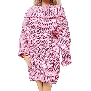 BJDBUS Pink Winter Turtleneck Sweater Clothes for 11.5 inch Girl Doll Accessories