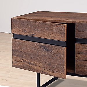 WAMPAT Modern TV Stand for up to 75 inch TV, Wood Entertainment Center TV Console Table with Storage Cabinets Media Console for Living Room, Brown