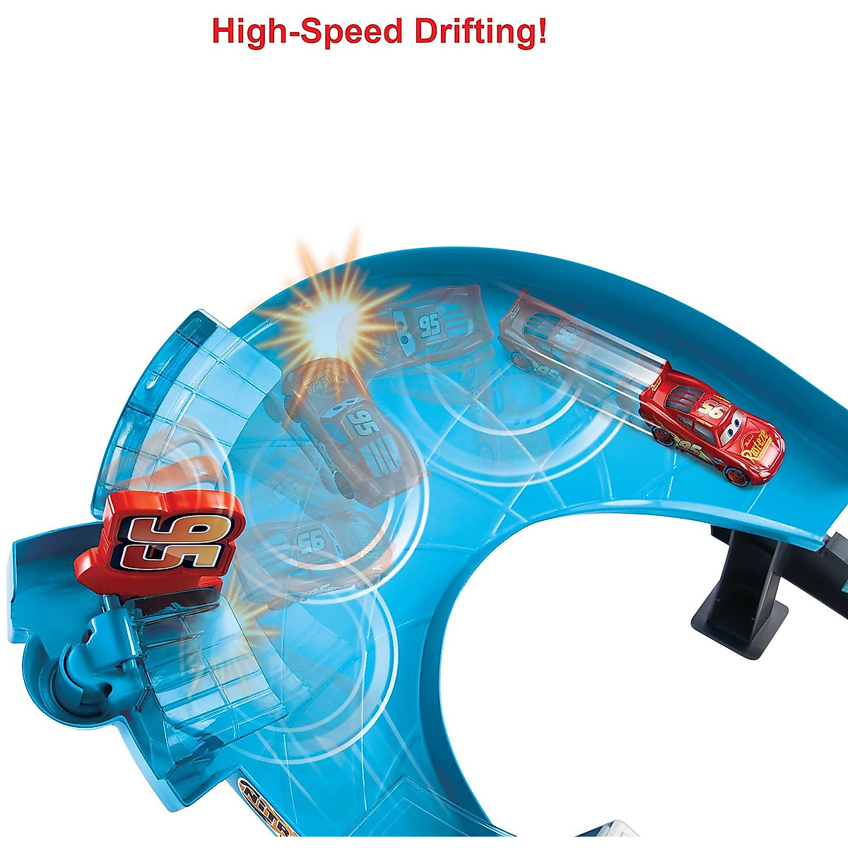 Disney Car Toys Rust-Eze Double Circuit Speedway Playset Test Track Set For Drift, Race and Crash Competitions, With Lightning McQueen Vehicle, Kids Birthday Gift For Ages 4 Years and Older