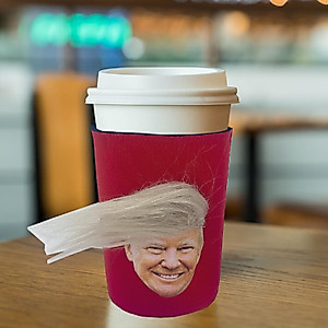 2 PCS Funny Can Coolers Sleeves with Trump Hair, Great Novelty Gifts Unique Presents for Men Women, Beer Can Cooler