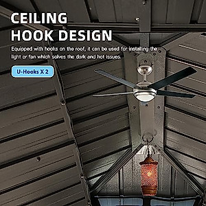 Domi 12x14FT Sunroom,Solarium Aluminum Hardtop Gazebo with Galvanized Steel Double Roof, Lockable Screen House,Moveable PC Screen&Sliding Door for Patio Deck Backyard Lawn