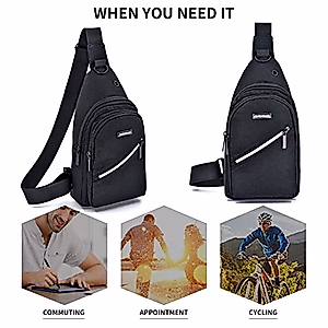 Aisijimo Small Sling Bag For Women Men Casual Crossbody Sling Backpack (Black-B)