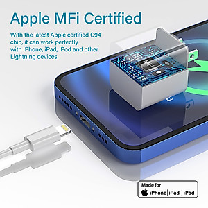 [Apple Certified] iPhone Charger 1 ft 5 Pack, Lightning to USB Cable 1 Foot, Long Fast iPhone Charging Cables Cord for iPhone 13 Pro Max/12 Mini/11/XR/Xs/X/8/7/6/iPad Pro/Air/Mini-1Feet White