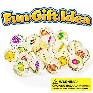 MATICAN Bouncy Balls Bulk, 18-Count, Assorted Fruit Designs, 1" Rubber High Bouncing Balls for Kids, Party Favors, Carnival Prizes, 1-Inch