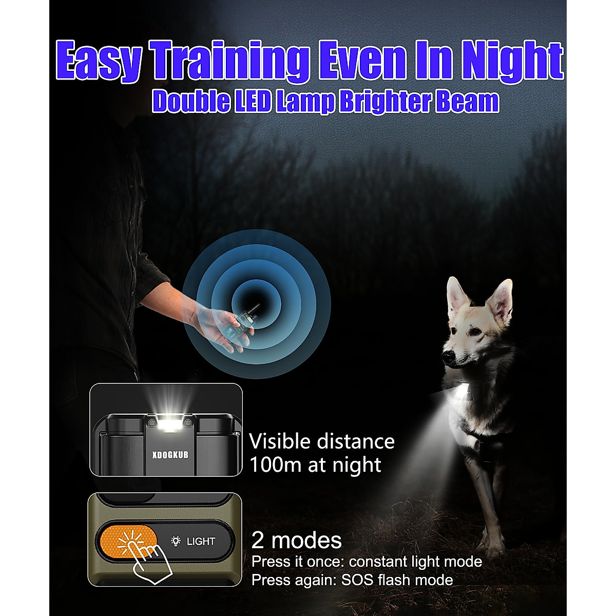 XDOGKUB Dog Shock Collar - 5200FT Dog Training Collar with Remote, IPX7 Waterproof Electric Collar and Remote with 4 Training Modes, Security Lock, Rechargeable e-Collar for All Breeds, Sizes