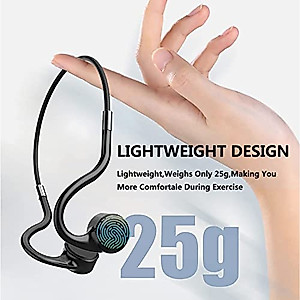 Mp3 Player Bone Conduction Headphones Waterproof for Swimming Open Ear Wireless Sport Earphones IPX8 Built-in 8GB Memory for Running Diving Water Gym Spa (Black-Touch Control)