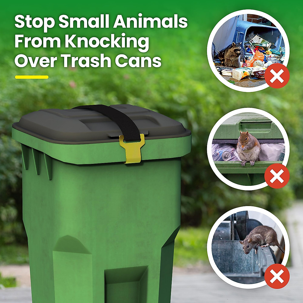 Gadgetzan 1 Pcs Trash Can Locks for Animals,Garbage Can Locks for Animals with Metal Claw,Adjustable Trash Can Lid Lock Outdoor,Garbage Can Straps Clips for Animals Keep Out Raccoon,Bear - Black