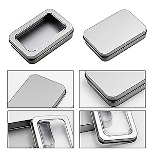 HELYZQ Clear Window Top Metal Tin Can Box Silver Blank Storage Case Crafts Survival Kit