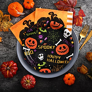 JASSEWRLY 30 Pcs Halloween Paper Plates, Halloween Party Plates Halloween Pumpkin Paper Plates Halloween Dessert Plates, Halloween Disposable Plates Halloween Birthday Plates Party Supplies Tableware