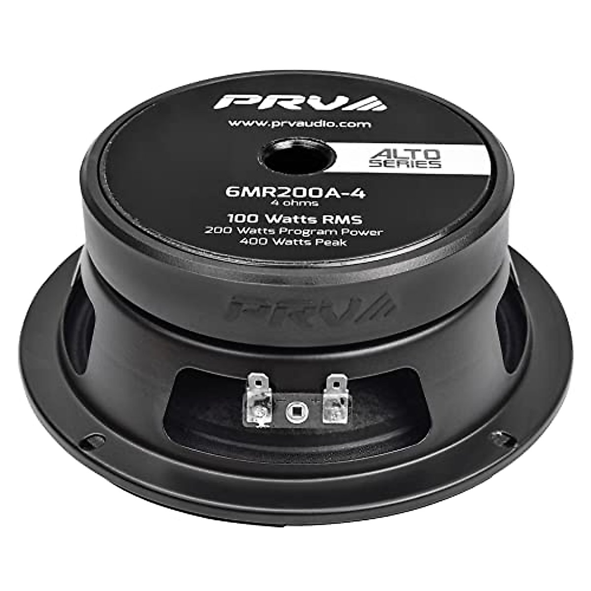 PRV AUDIO 6.5 Inch Shallow Midrange Speaker, 6MR200A-4, 200 Watts Program Power, 4 Ohm Shallow Mount Car Audio Slim Speaker, 1.5 in Voice Coil, 100 Watts RMS, Compact for Doors (Single)