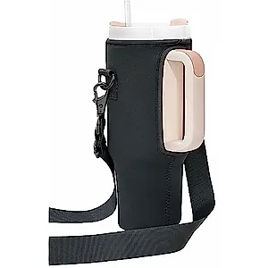 Fitted Sling Bag for Stanley 40 oz Tumbler with Handle, Protective Sleeve Replacement Cover with Shoulder Strap, 40oz Adventure Quencher Cup Accessories (Fits H2.0 FlowState with Straw Lid (Neoprene)