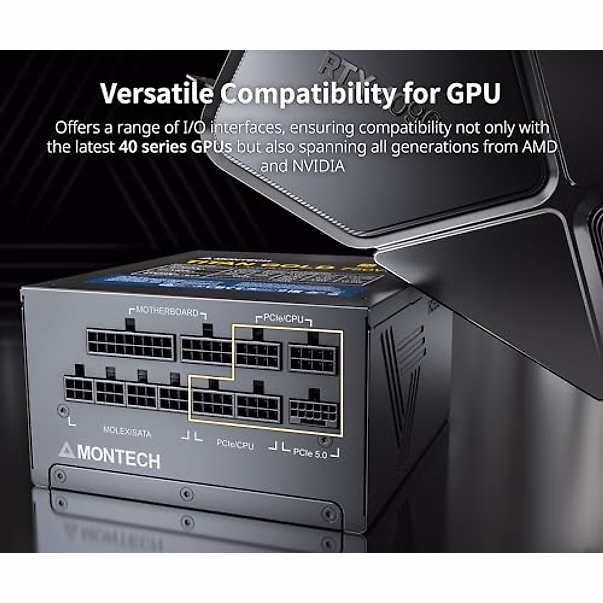 MONTECH Titan Gold 1200W High-End ATX Gaming Power Supply - 80 Plus Gold & Cybenetics Platinum - Fully Modular - ATX 3.0 Standard Compatible - PCIe 5.0 Connector Ready - New 12VHPWR