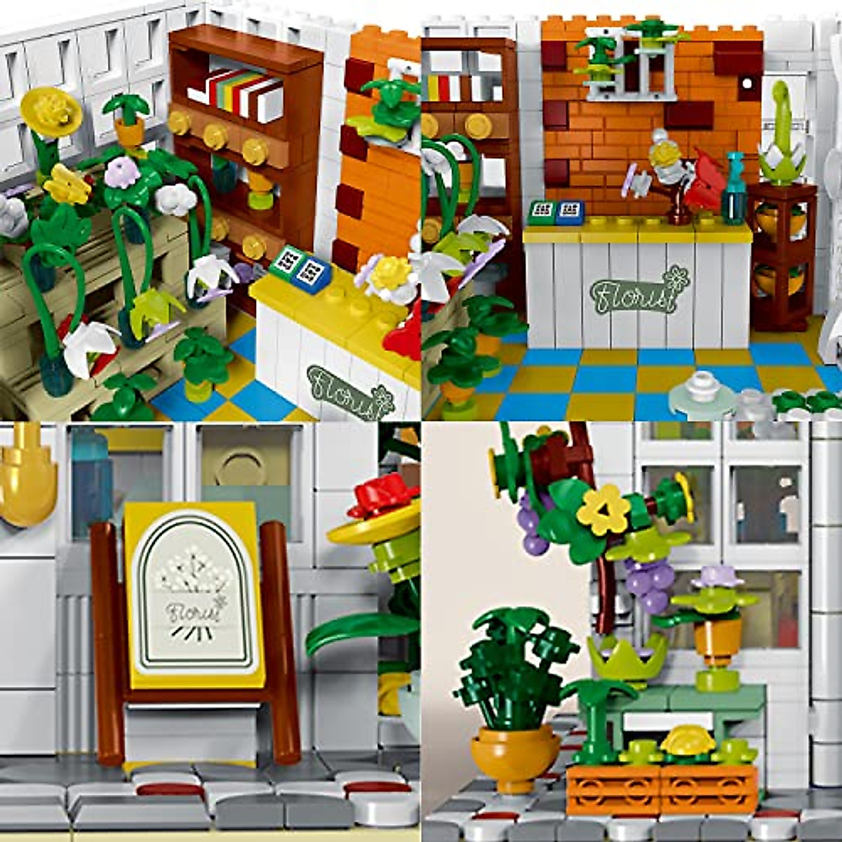 Flower House Architecture Building Set with LED Light,City Flower Store Model Kit,Building Blocks Toy for 15+ Age Teen,Adult (1593 Pieces)