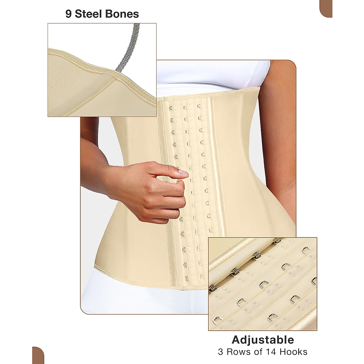 Lover-Beauty Waist Trainer for Women Latex Corsets Waist Cincher Workout Girdle Hourglass Body Shaper (3X-Large, Beige)
