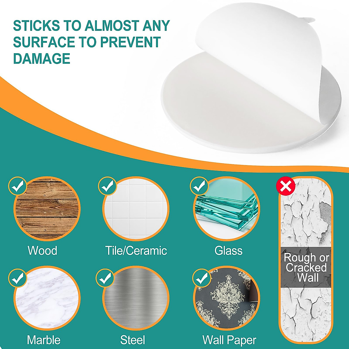 [ 3.15" ] Door Stoppers Wall Protector, 6 PCS Large White Silicone Door Bumpers with Strong Thickened Adhesive, Shock Absorbent Door Knobs Wall Protectors to Cover up Damage and Protect Wall Surfaces